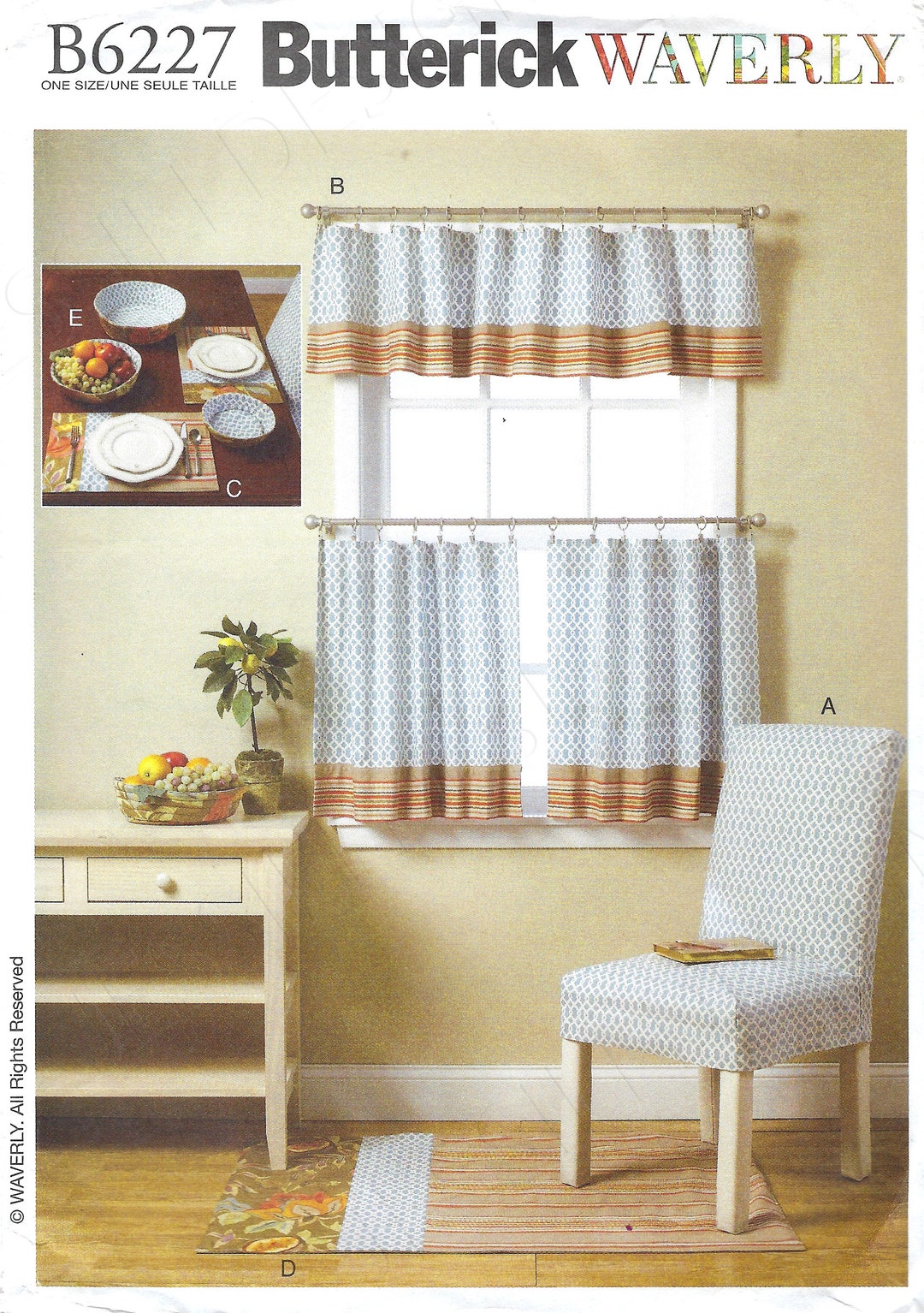 Uncut Butterick Sewing Pattern 6227 Chair Cover, Curtains, Valances ...
