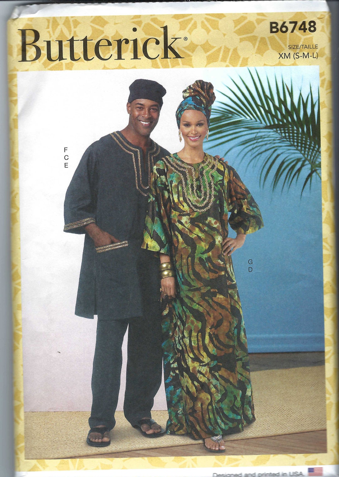 Uncut Butterick Sewing Pattern 6748 West African Tunic, Caftan, Pants ...