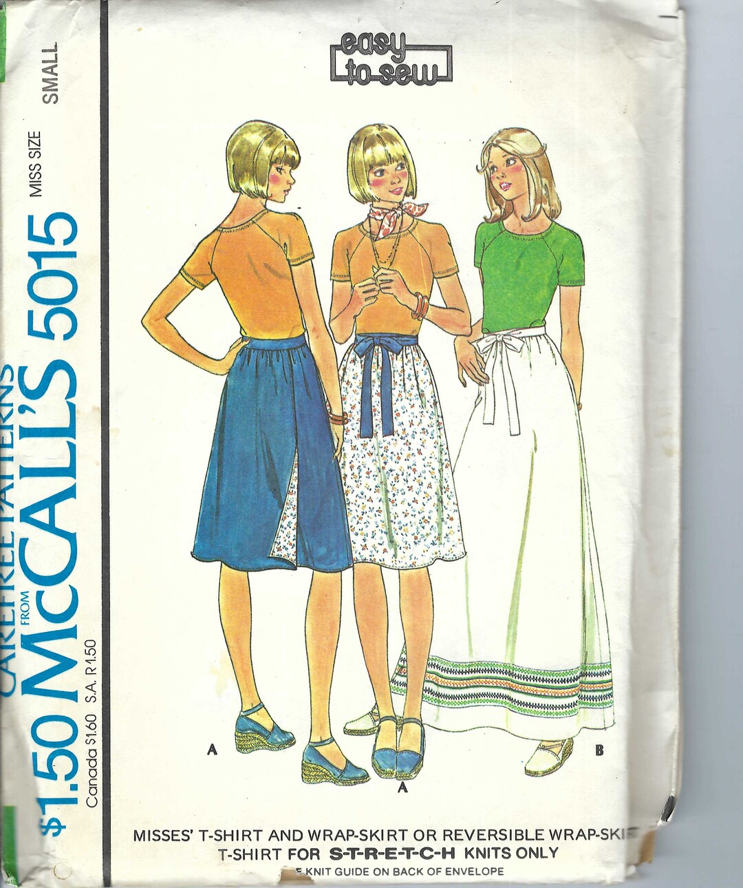 Uncut Vintage Mccalls Sewing Pattern 5015 Wrap Around Skirt or ...