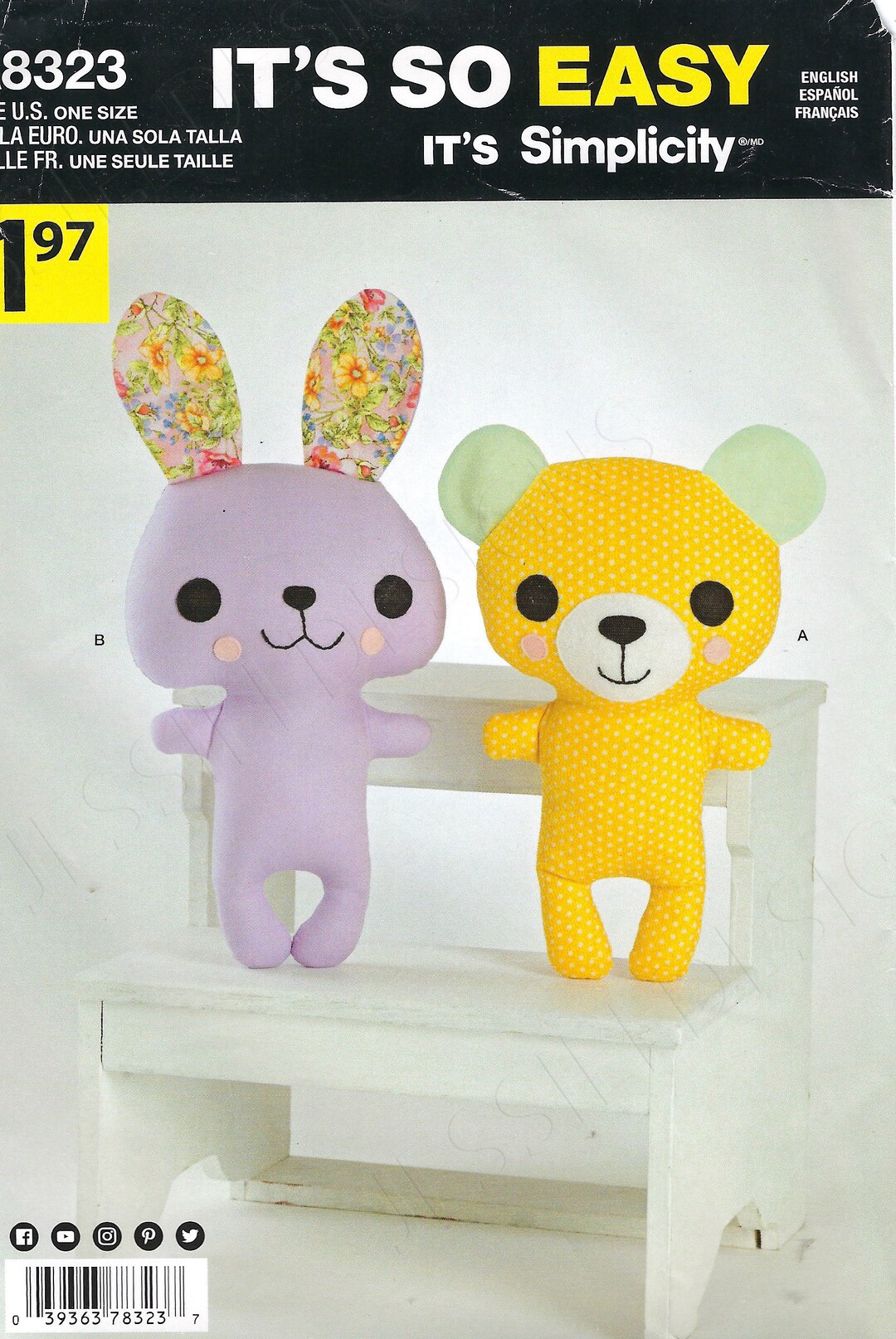 Uncut Simplicity Sewing Pattern It's so Easy | A8323 8323 | Stuffed ...