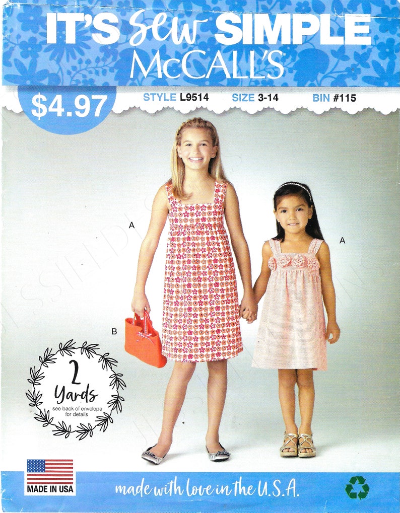 Uncut Mccalls Sew Sewing Pattern 9514 Child's and Girls - Etsy