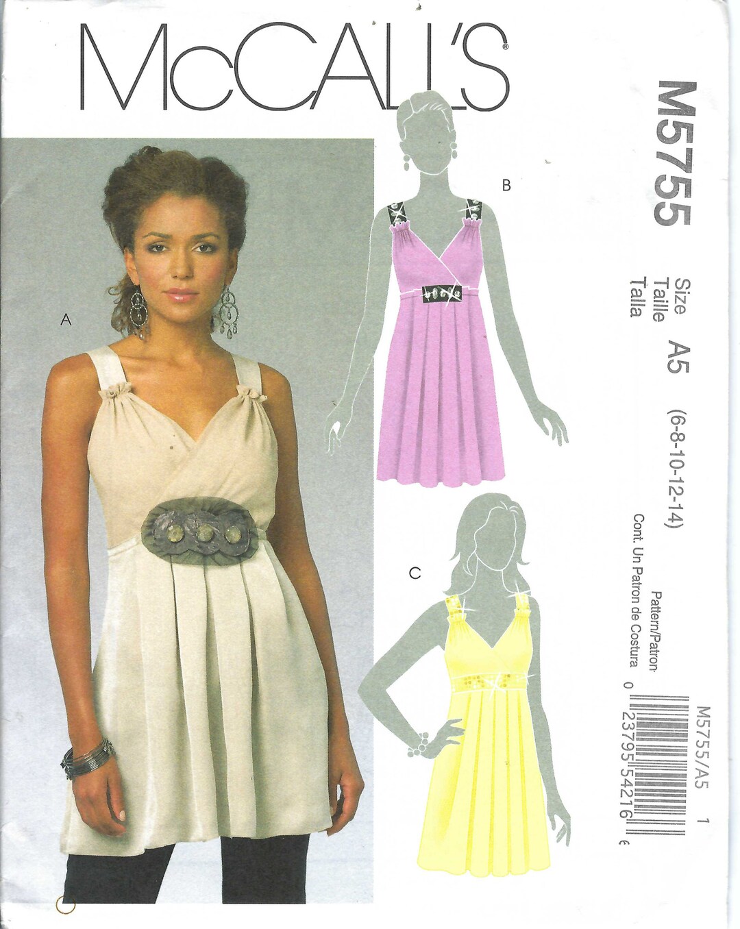 Uncut Mccalls Sew Sewing Pattern 5755 Misses' Tunics With Variations ...