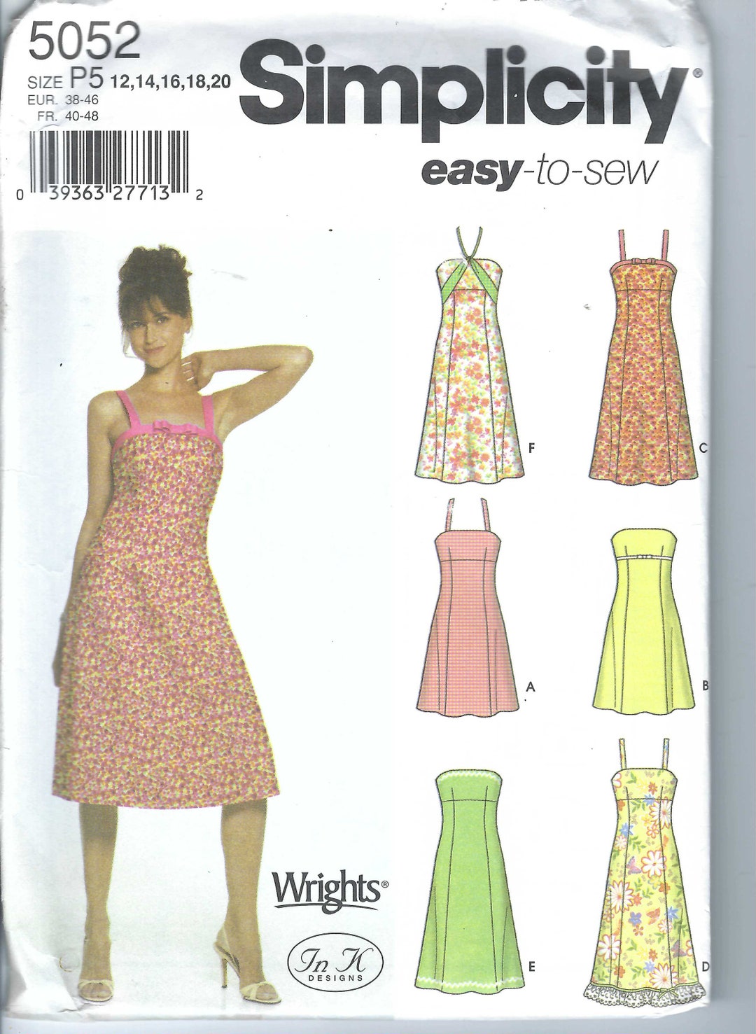 Uncut Simplicity Sewing Patten 5052 Strappy & Strapless Sun Dress Sizes ...