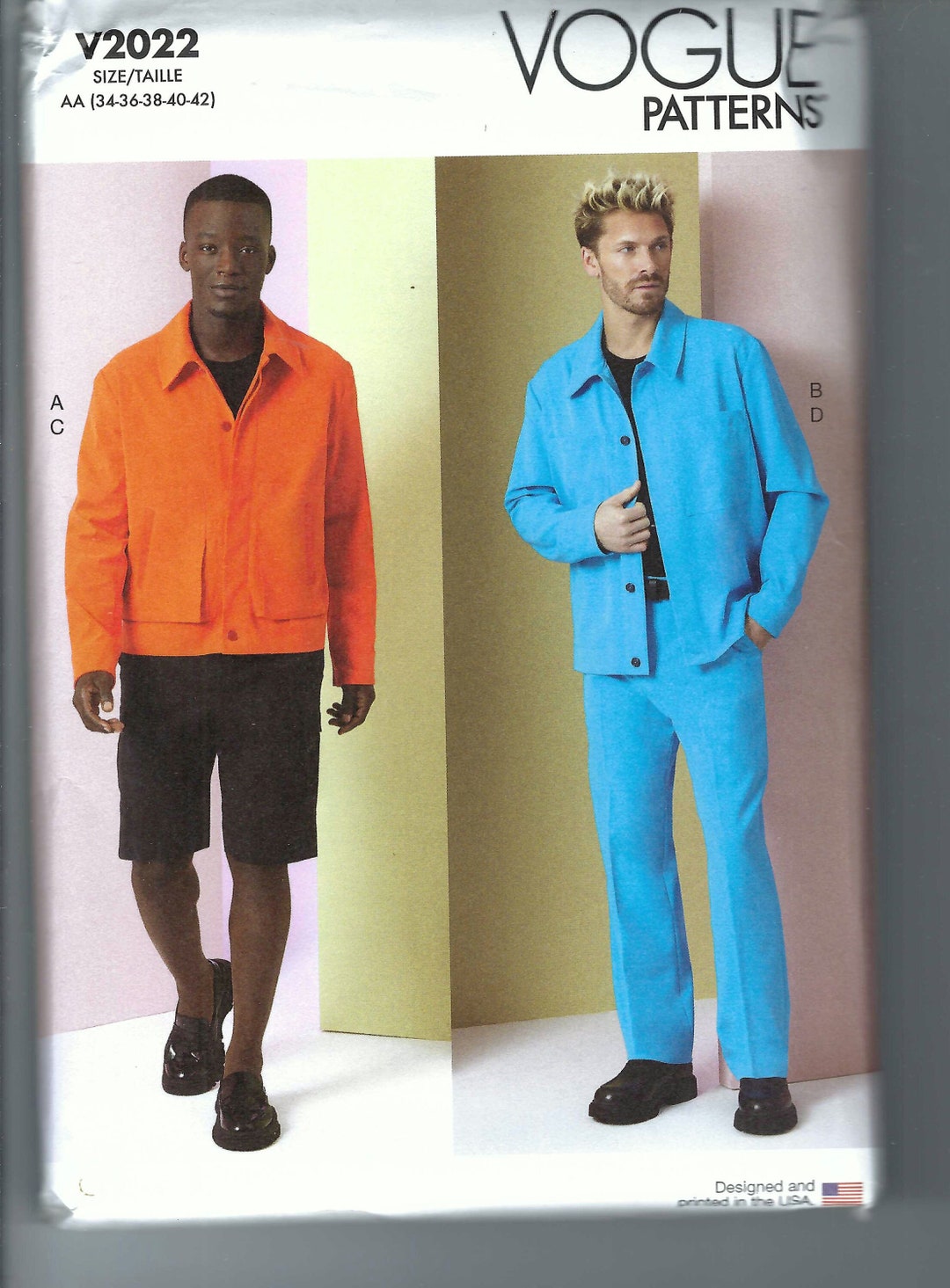 Uncut Vogue Sewing Pattern 2022 Men's Jackets, Shorts and Pants Size 34 ...