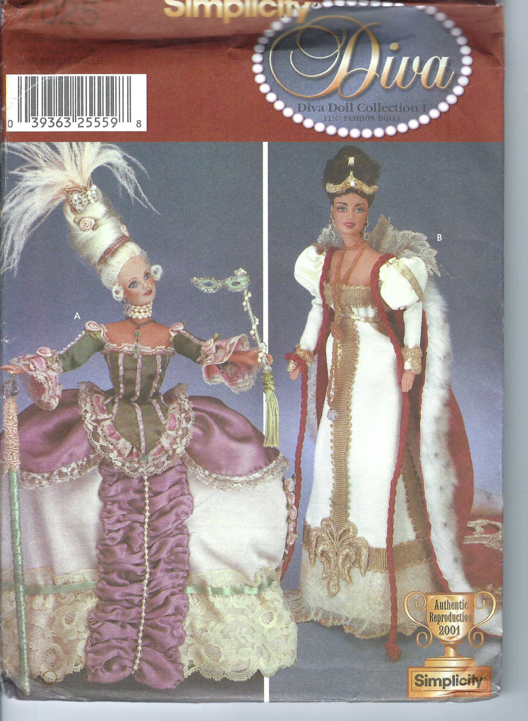 Uncut Simplicity Sewing Pattern Costumes for 11-1/2 Inch Fashion Doll ...