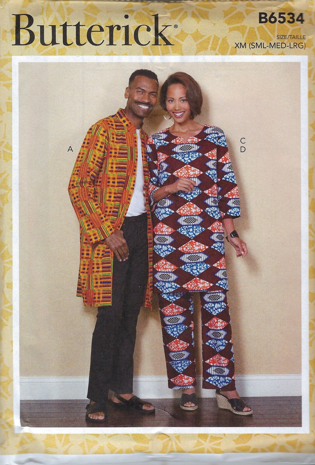 Uncut Butterick Sewing Pattern 6534 Misses'/men's West African ...