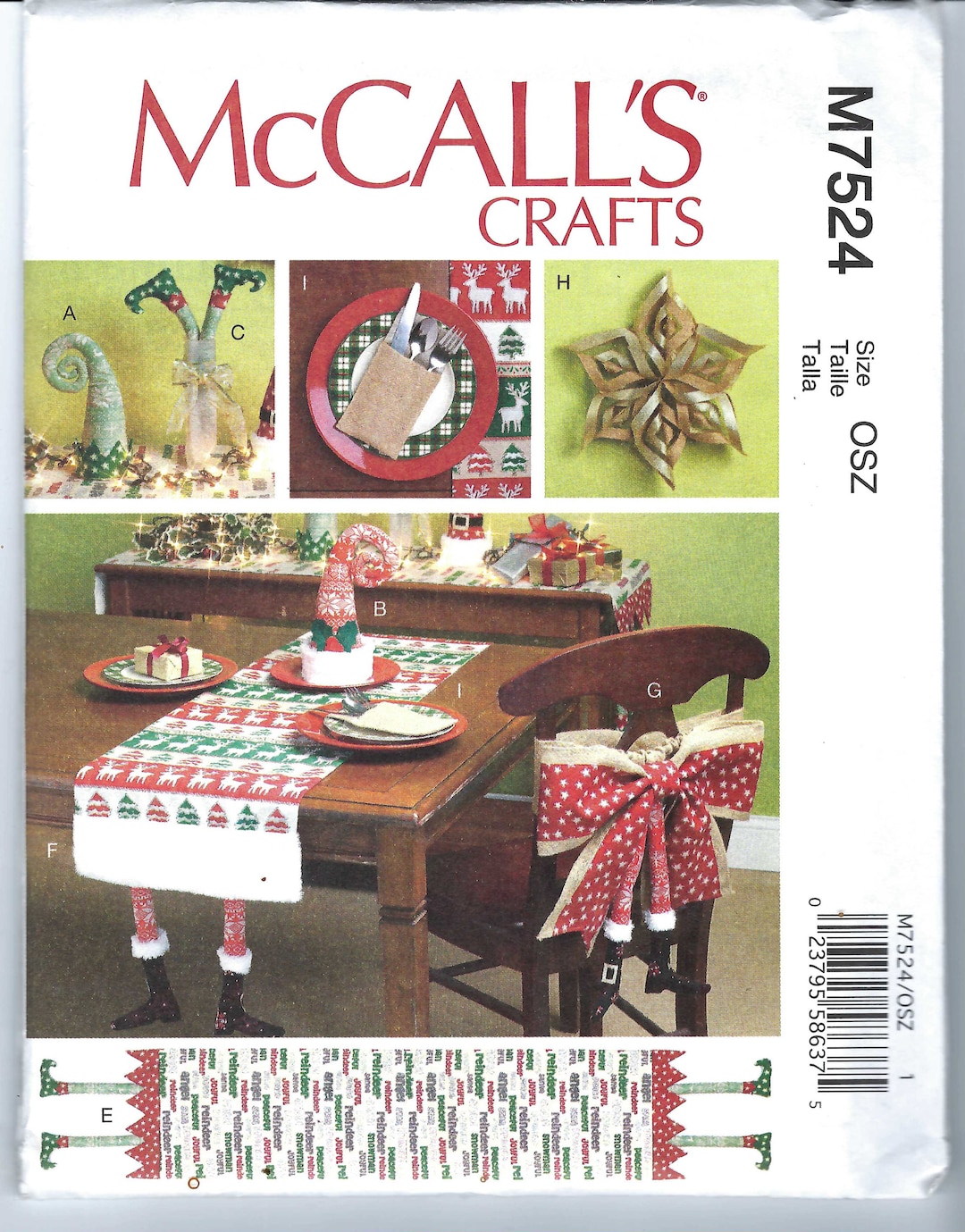 Uncut Mccalls Sewing Pattern 7524 OSZ Sewing Patterns, Holiday Sewing Patterns, Christmas FF - Etsy