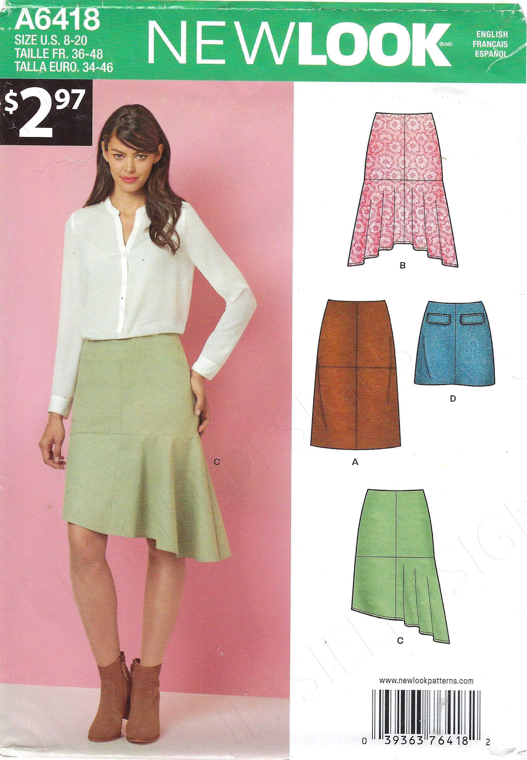 Kits & How To Craft Supplies & Tools New Look Pattern 6418 Skirts in 4 ...