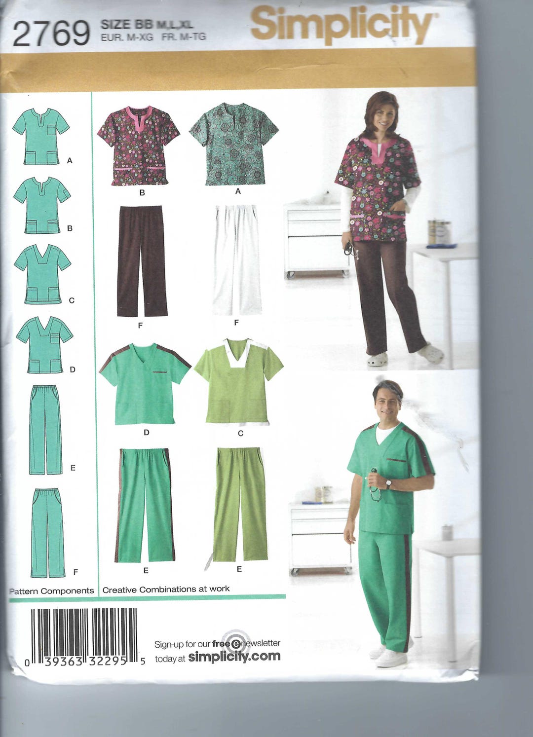 Uncut Simplicity Sewing Pattern 2769 Nurse or Doctor Scrubs Short ...
