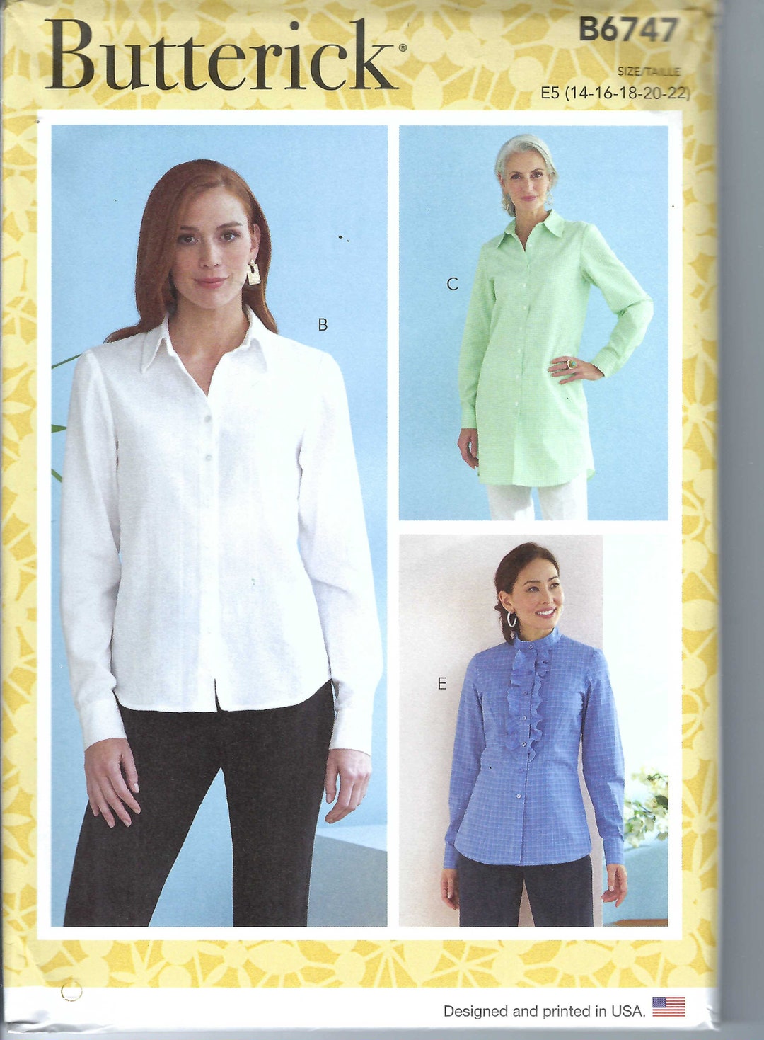 Uncut Butterick Sewing Pattern 6747 Misses' Shirt Size 6-12 14-22 FF - Etsy