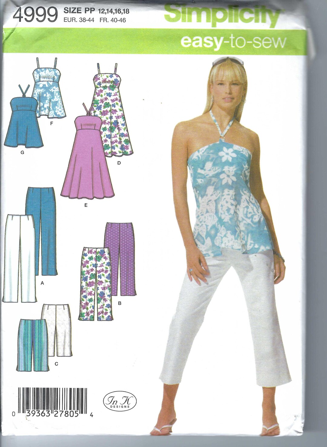 Uncut Simplicity Sewing Pattern Pants or Shorts, Dress or Top Misses ...