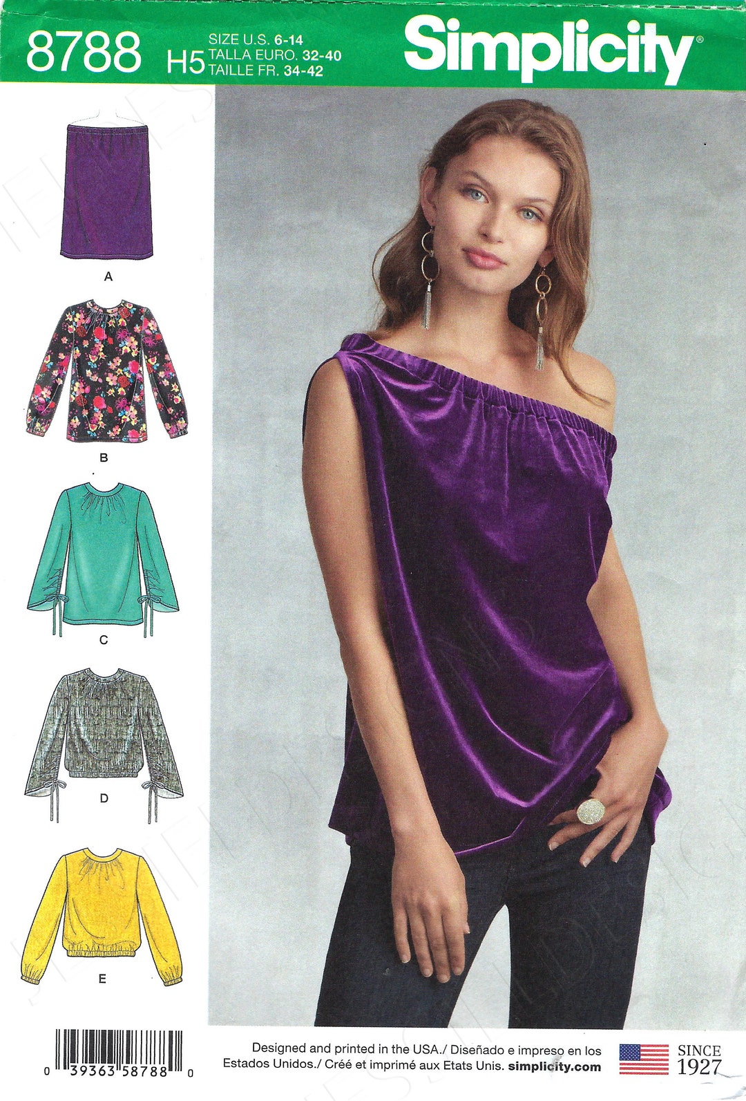 Uncut Simplicity Sewing Pattern 8788 Pullover Tops, 4 Styles - Bare ...
