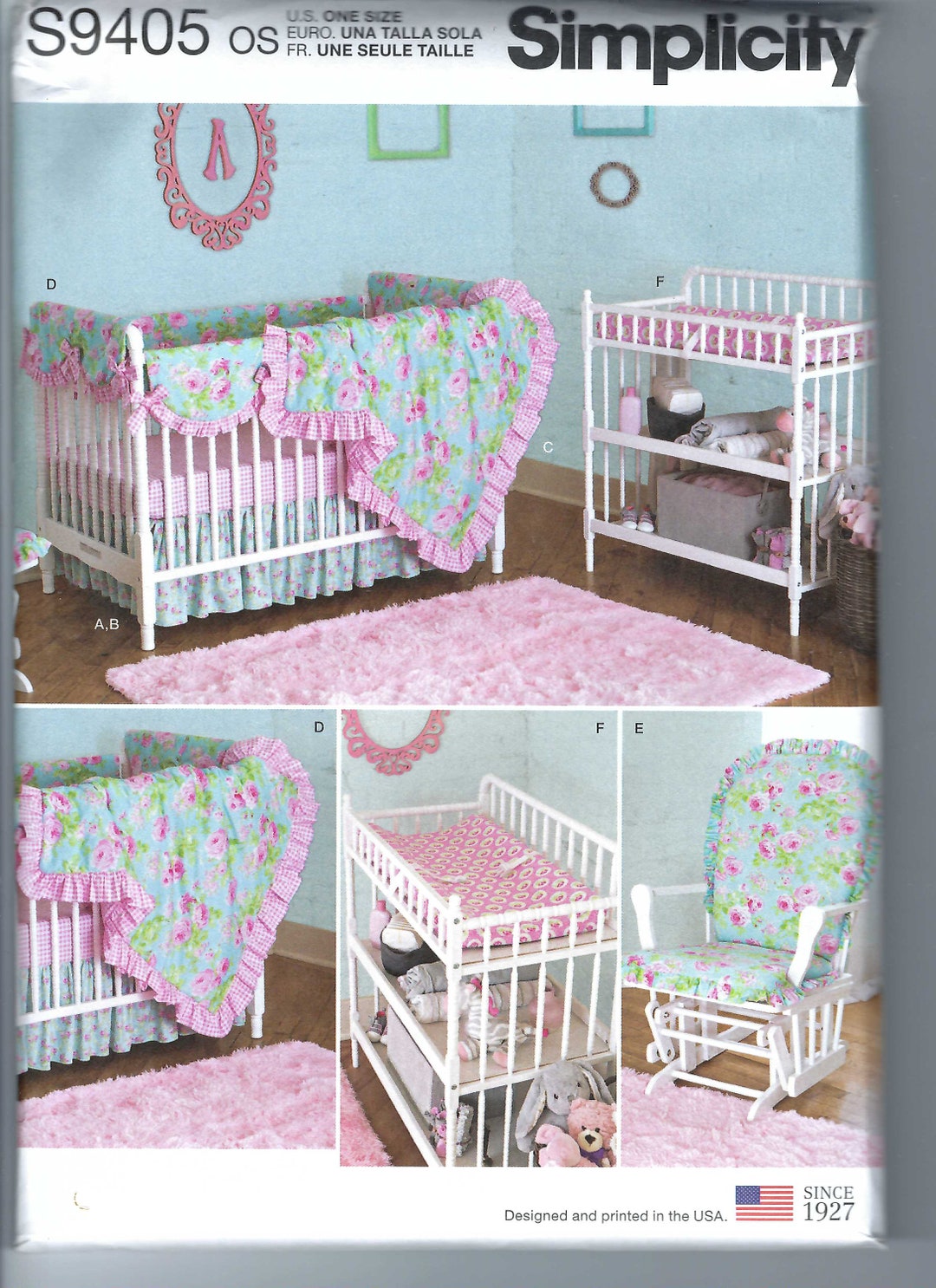 Uncut Simplicity Sewing Pattern Baby Girls Infant Newborn Crib Bedding ...