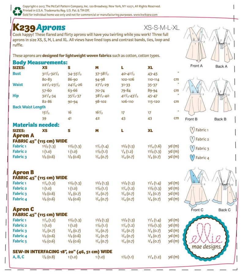 Uncut Kwik Sewing Pattern Sew Kwik Sew Ellie Mae Designs 239 K0239 ...