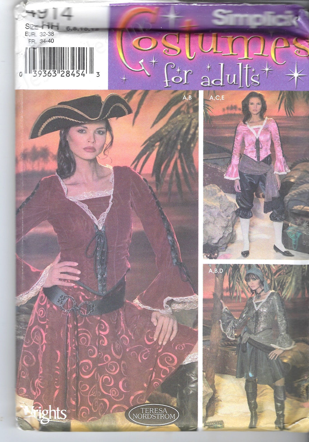 Uncut Simplicity Sewing Pattern 4914 - Womens Pirate Costumes Size 6-12 ...