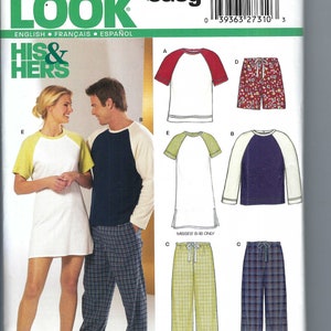 Uncut New Look Sewing Pattern 6321 - Unisex - Pajamas - Henley - Shorts ...