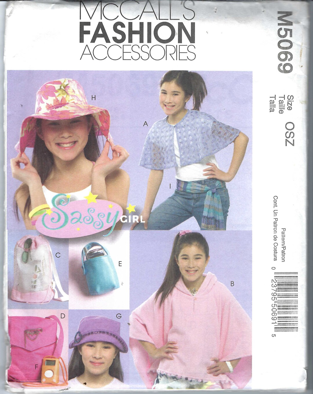 Uncut Mccalls Sew Sewing Pattern Accessories 5069 Sassy Girl Capelet ...