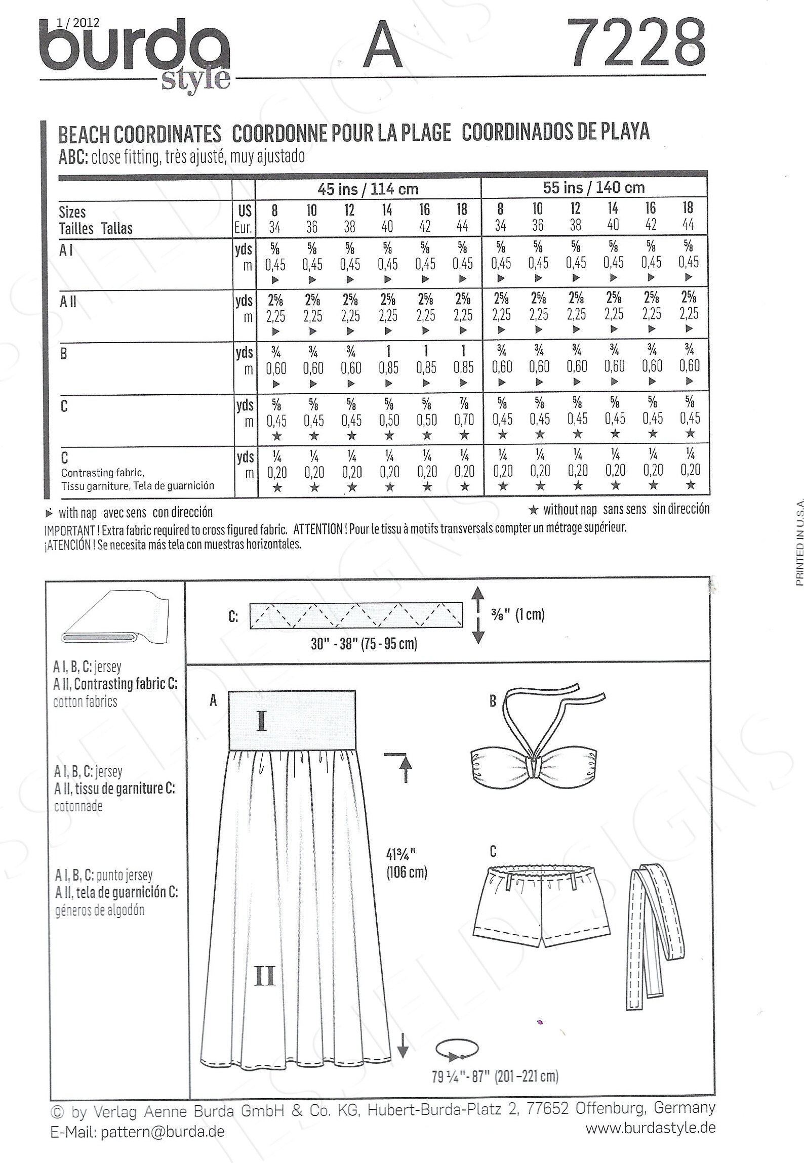 Uncut Burda sewing pattern 7228 Beach coordinates bathing | Etsy