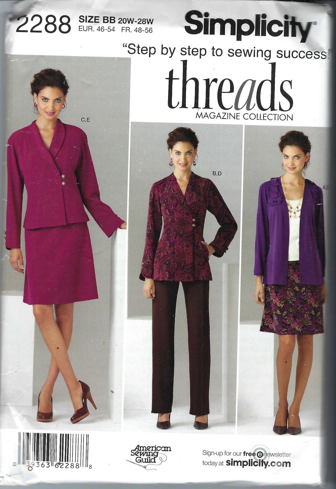 Uncut Simplicity Sewing Pattern 2288 Women's Size 10-18 20W-28W Jacket ...