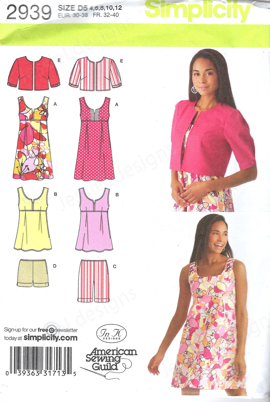 Uncut Simplicity Sewing Pattern 2939 Petite Woman Top, Shorts Dress ...