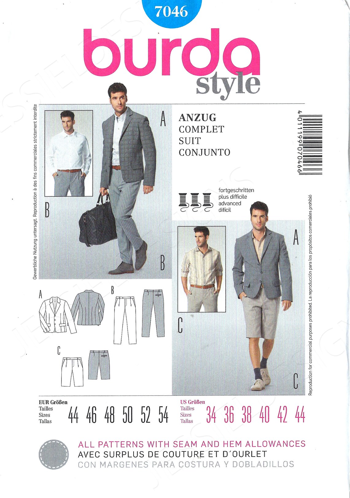 Uncut Burda Style Sewing Pattern 7046 Blazer-pants-bermuda Size 34-36 ...