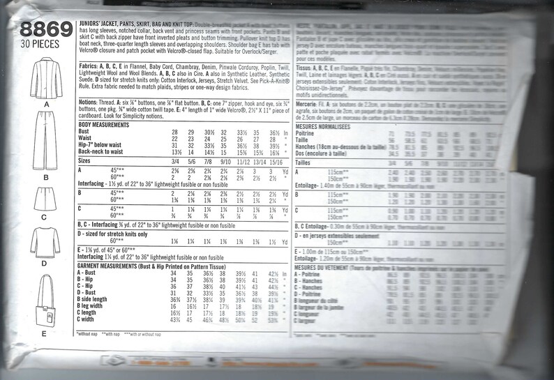 Uncut Simplicity Sewing Pattern 8869 Teen's Outfits Size - Etsy