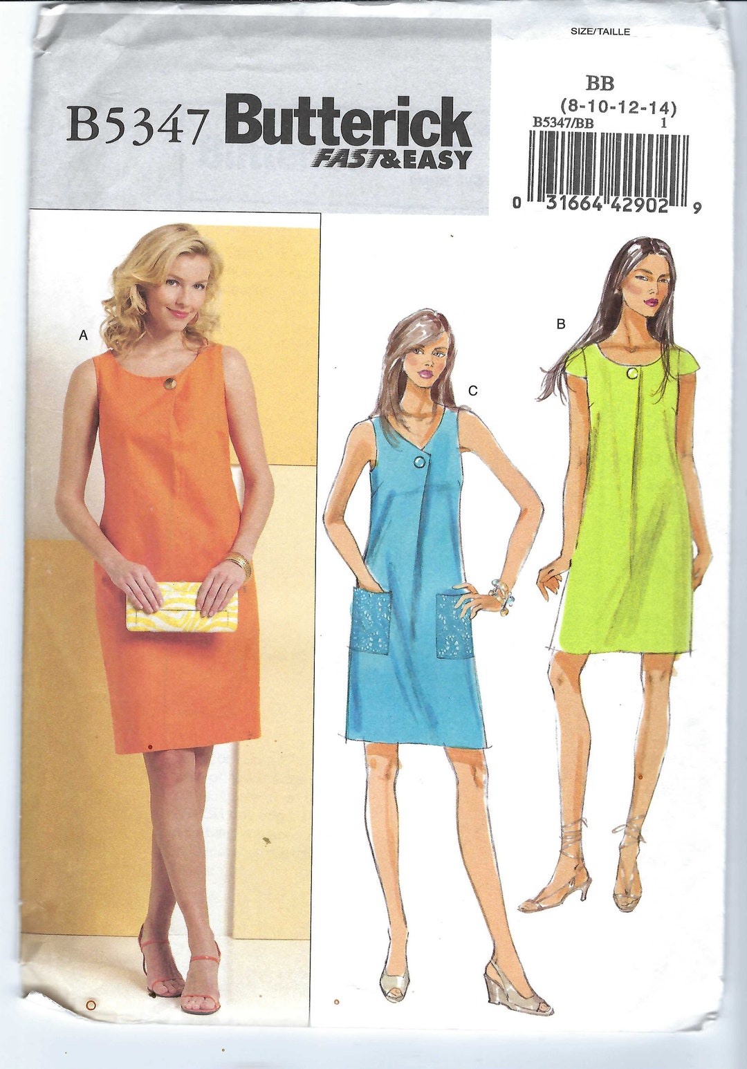 Uncut Butterick Sewing Pattern 5347 Misses' Dresses in Three Styles ...