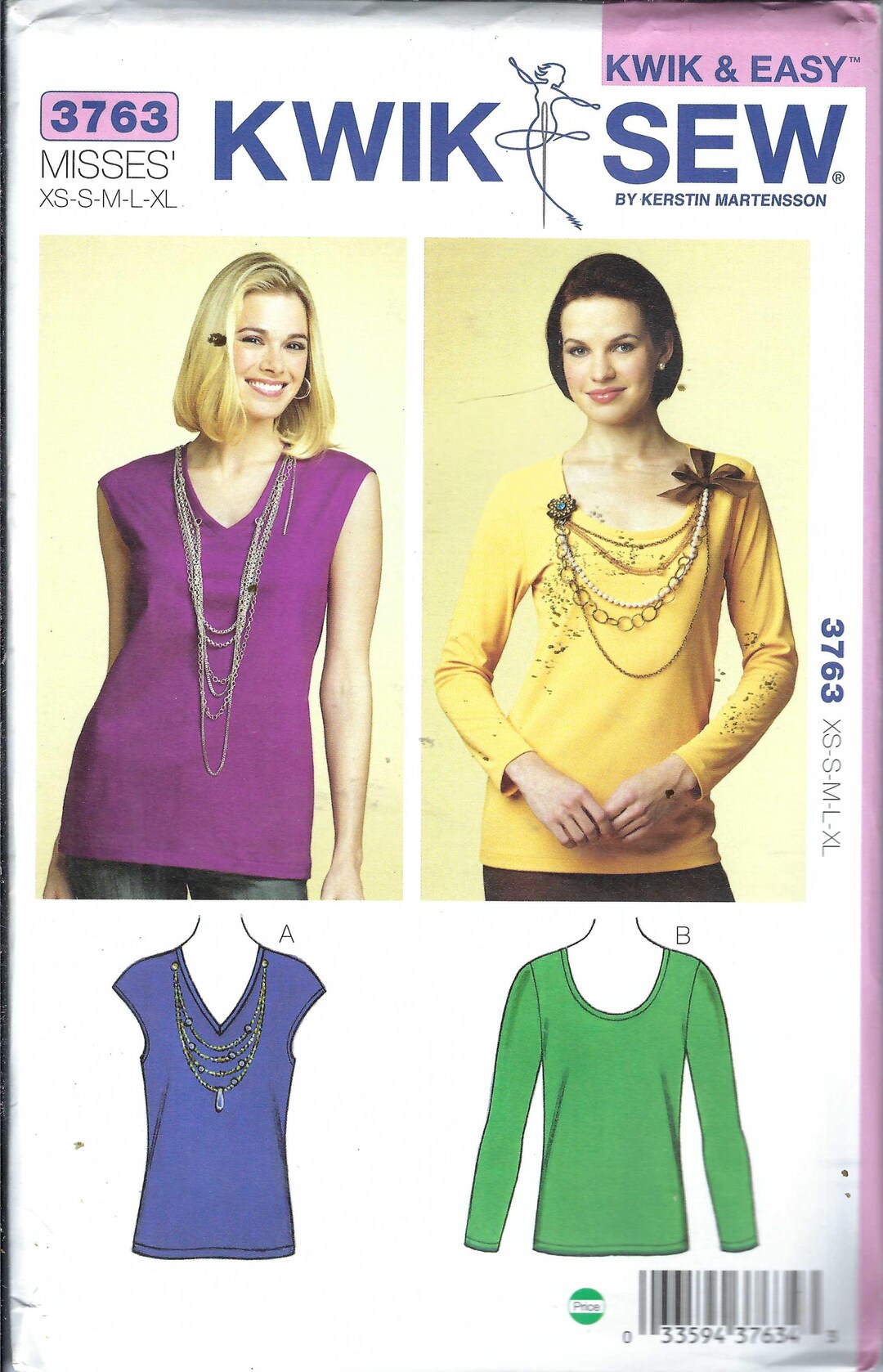 Uncut Kwik Sewing Pattern 3763, Misses' Top, Easy to Sew, Size XS-XL - Etsy