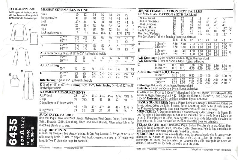 Uncut New Look Sewing Pattern 6435 Misses Jackets Pants Vest - Etsy