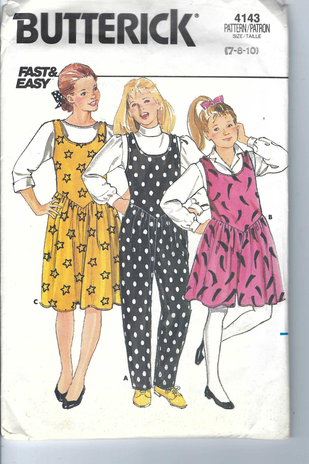 Uncut Vintage Butterick Sewing Pattern Size 7-8-10 Girls Jumper and ...