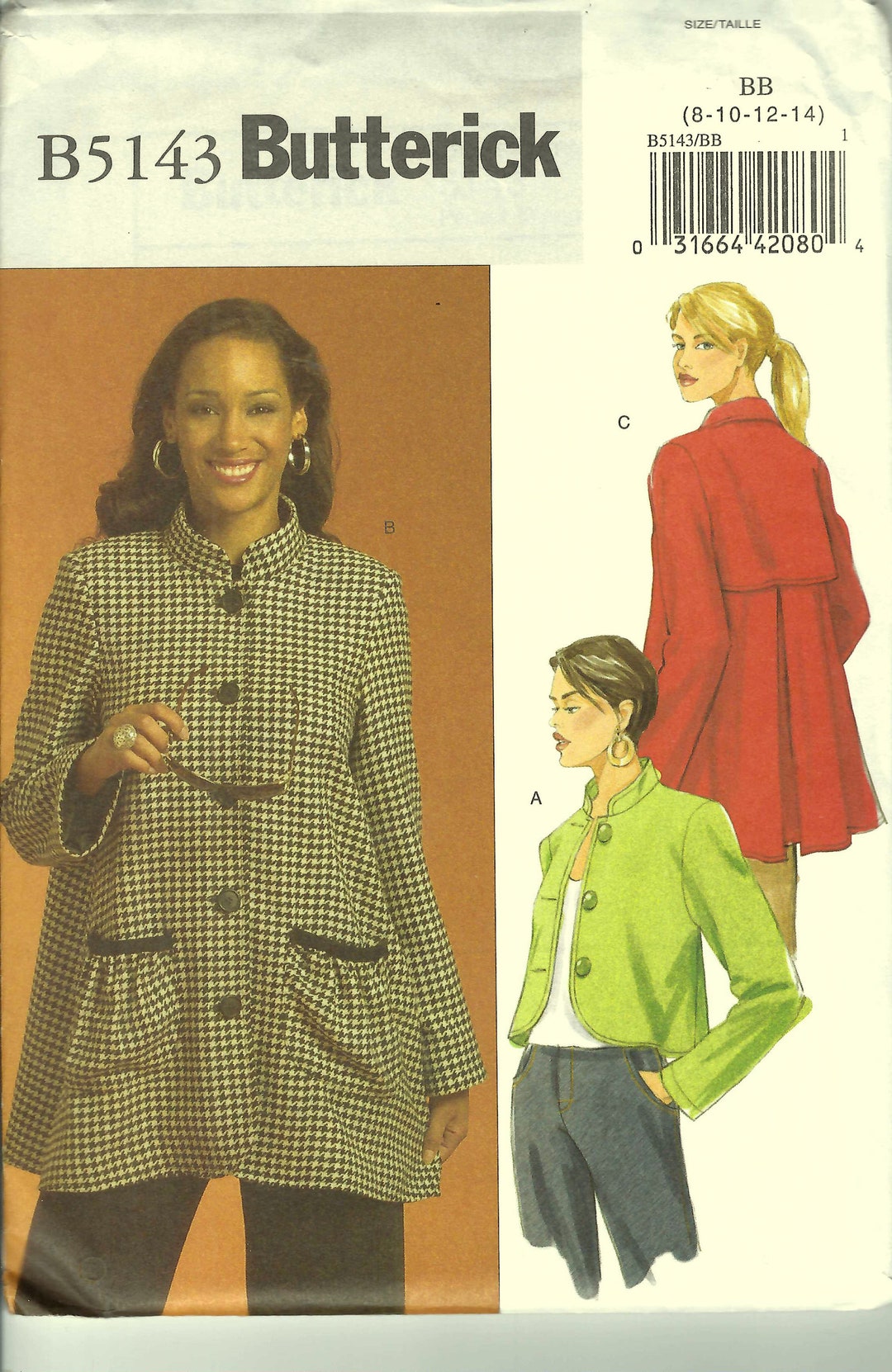 Uncut Butterick Sewing Pattern 5143 Misses Jacket Sewing Pattern, Sizes 8-14 16-24 FF - Etsy