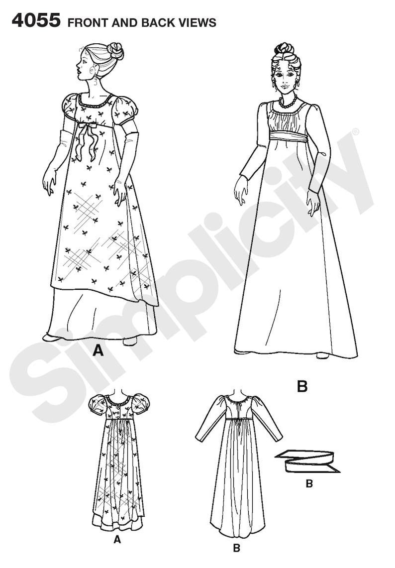 Uncut Simplicity Sewing Pattern 4055 Sewing Pattern Circa 1795-1825 ...