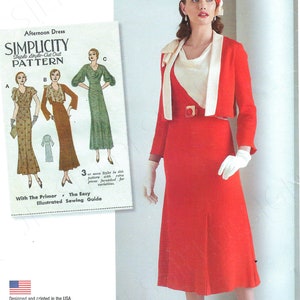 Uncut Simplicity Sewing Pattern 575 8247, 1930's Dress Short Jacket ...
