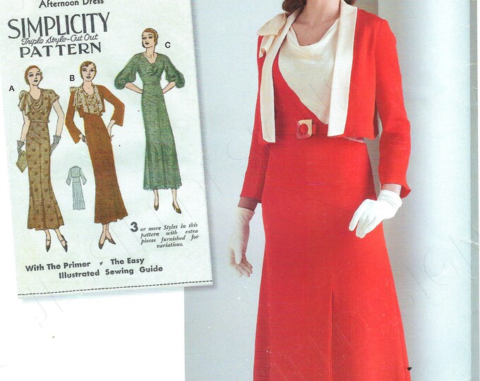 Uncut Simplicity Sewing Pattern 575 8247, 1930's Dress Short Jacket ...