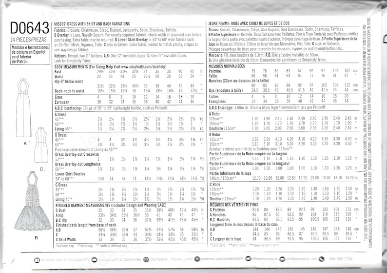 Uncut Simplicity Sewing Pattern 689 643 8330 Misses' Dress - Etsy