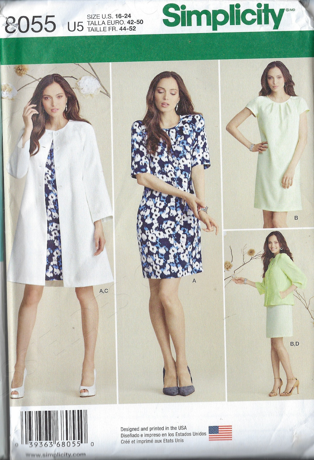 Uncut Simplicity Sewing Pattern 664 8055 Size 8-16 16-24 Misses Dress ...