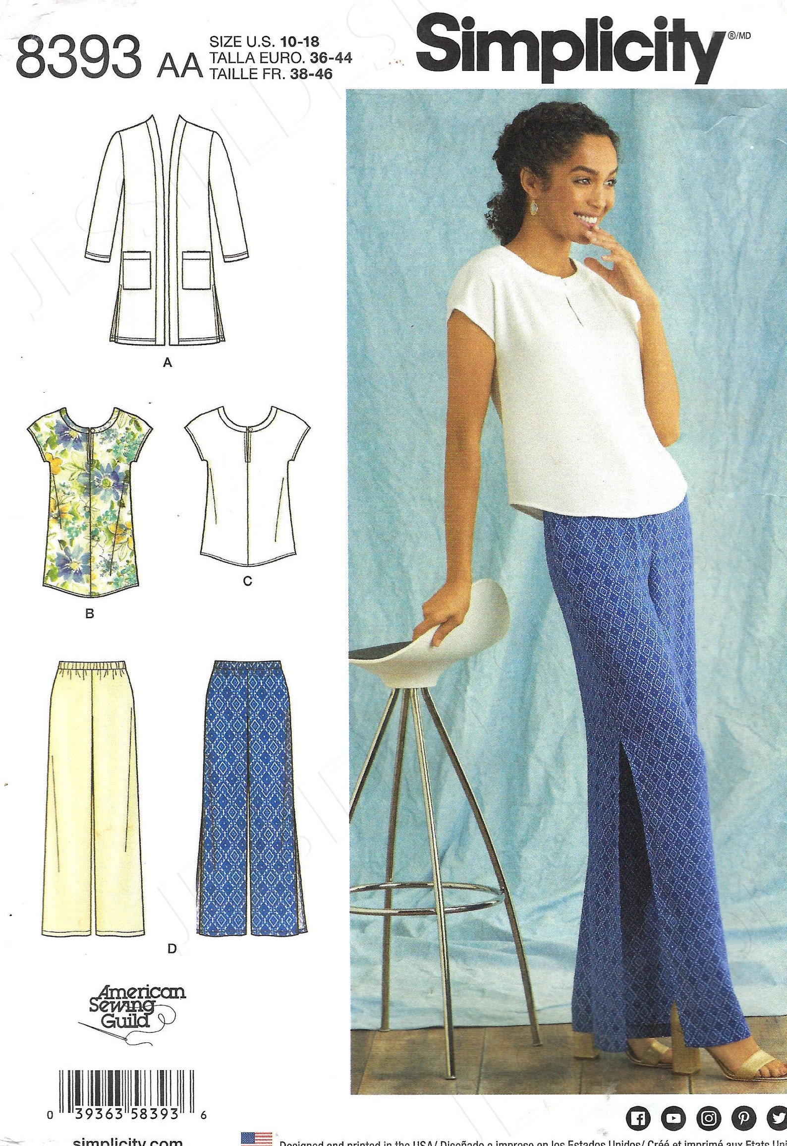 Uncut Simplicity Sewing Pattern 8393 Misses' and Plus Size Pants, Tunic ...