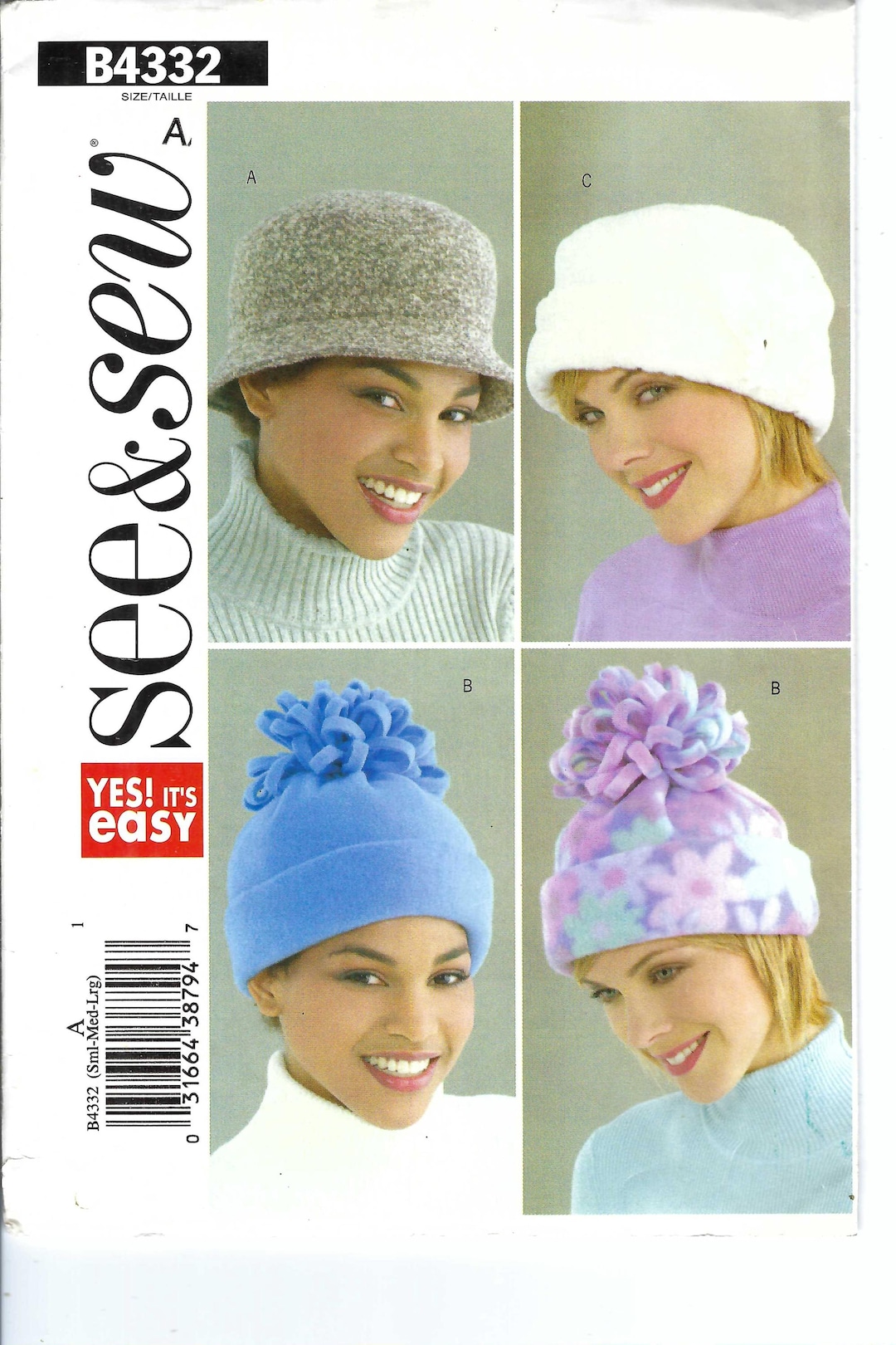 Uncut Butterick Sewing Pattern Hats Sewing Pattern - Bucket Hat Pattern ...