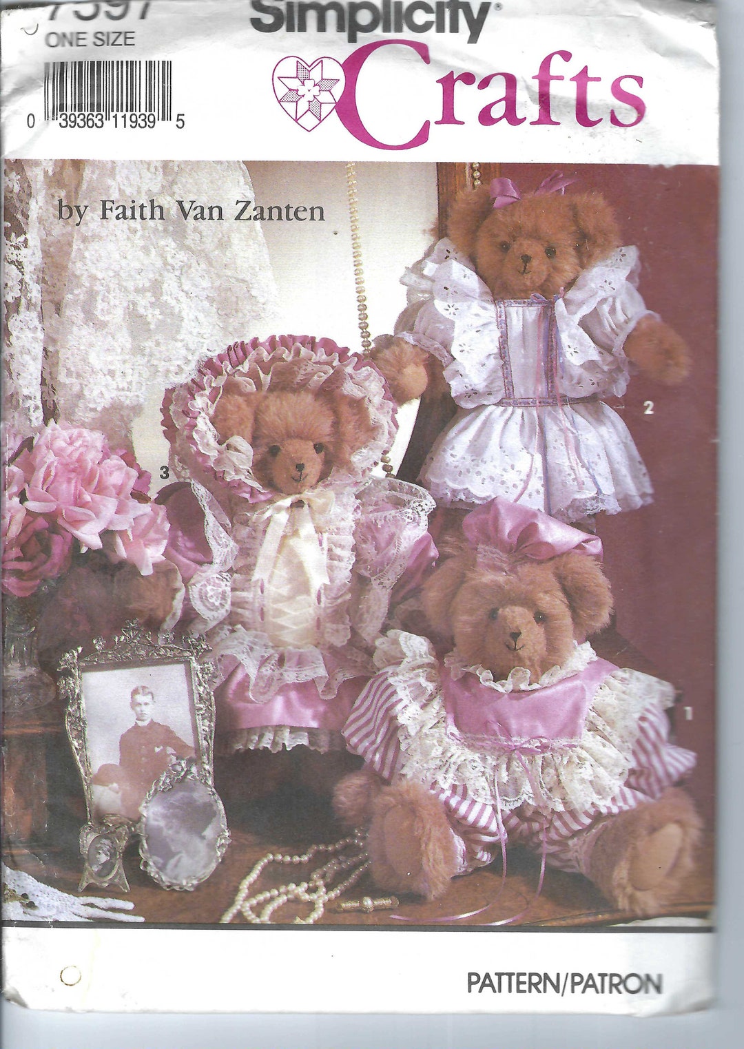Uncut Vintage Simplicity Sewing Pattern Furry Teddy Bears With Clothes ...