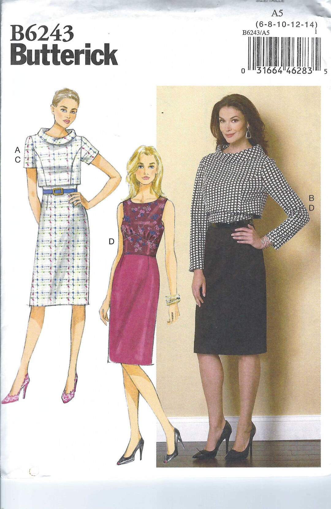Uncut Butterick Sewing Pattern 6243 Size 6-14 or 14-22 Misses Jacket ...