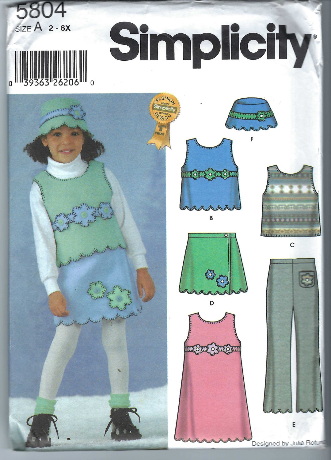 Uncut Simplicity Sewing Pattern 5804 Kids Fleece Pullover Jumper Fleece ...