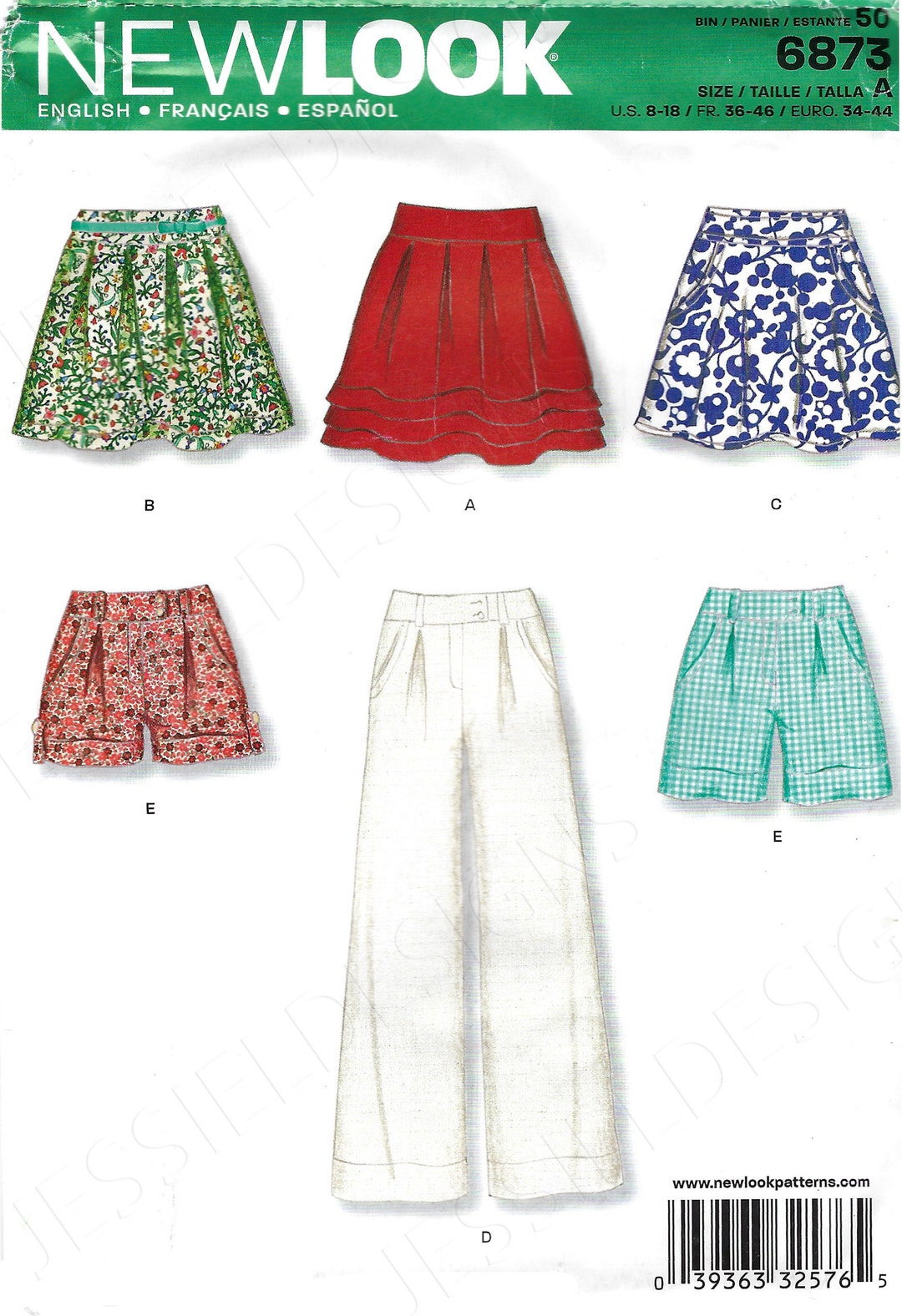 Uncut New Look Sewing Pattern 6873 Women's Skirts Pants Shorts Size 8 ...