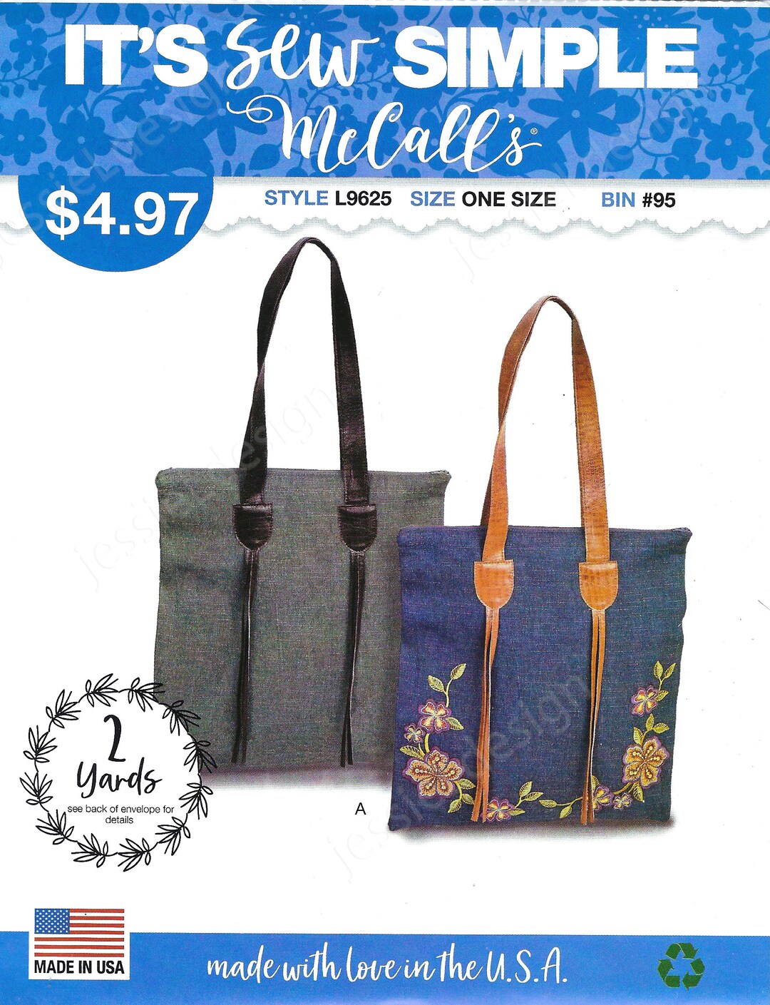 Uncut Mccalls Sewing Pattern 9625 Bags One Size FF - Etsy