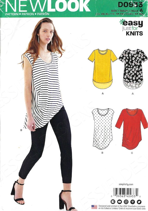 Uncut New Look Sewing Pattern D0933 6556 0933 Misses Easy Knit | Etsy