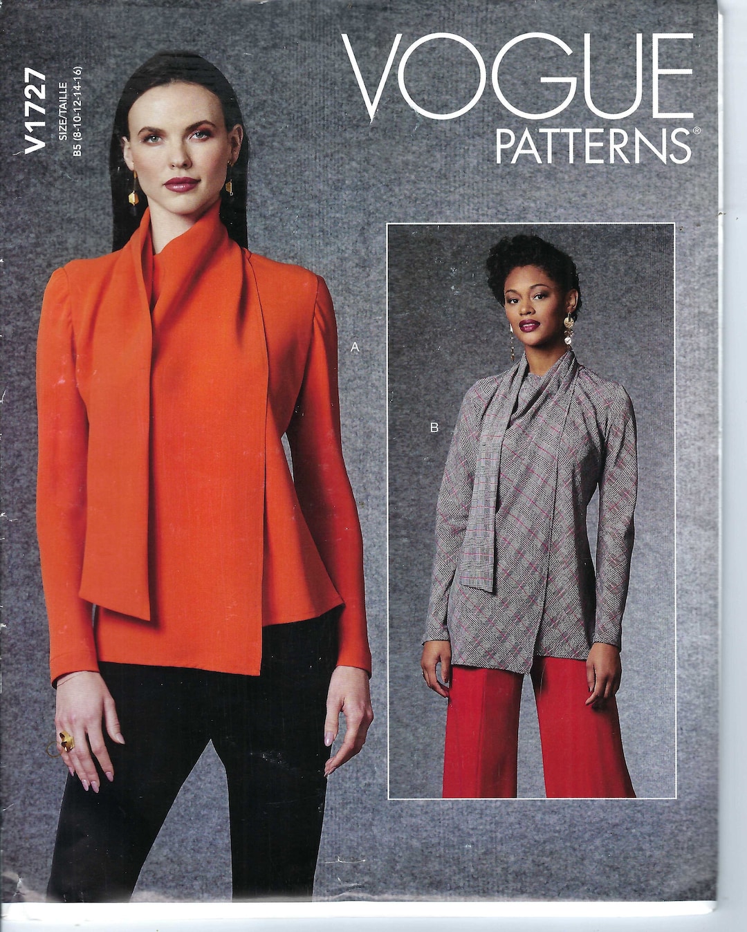Uncut Vogue Sewing Pattern Misses' Blouse Vogue Sewing Pattern 1727 ...