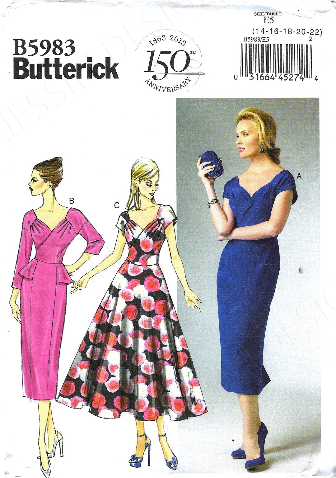 Uncut Butterick Sewing Pattern 5983 Fitted Dress Size 6-14 14-16-18-20 ...