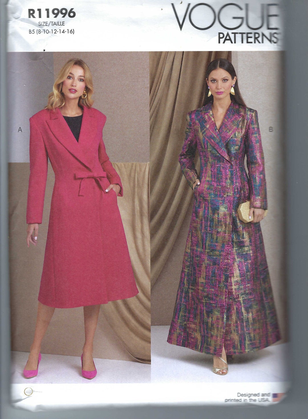 Uncut Vogue Sewing Pattern 11996 1990 SEWING PATTERN Misses' Coats ...
