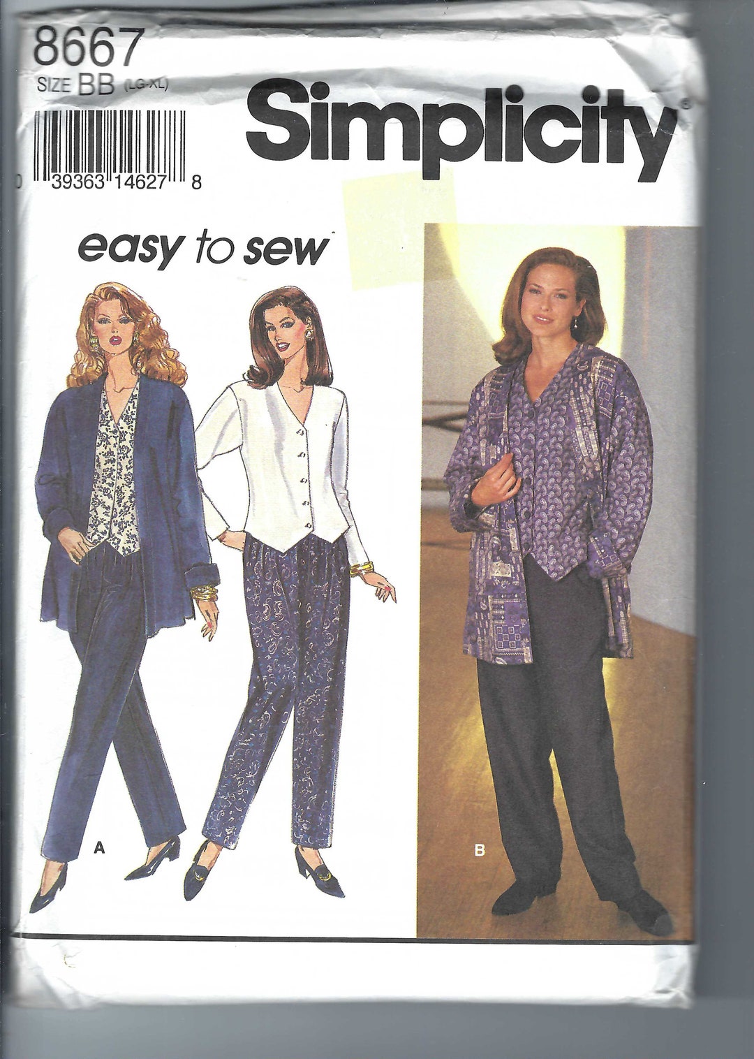 Uncut Vintage Simplicity Sewing Pattern Pants Pull on Side Seam Pockets ...