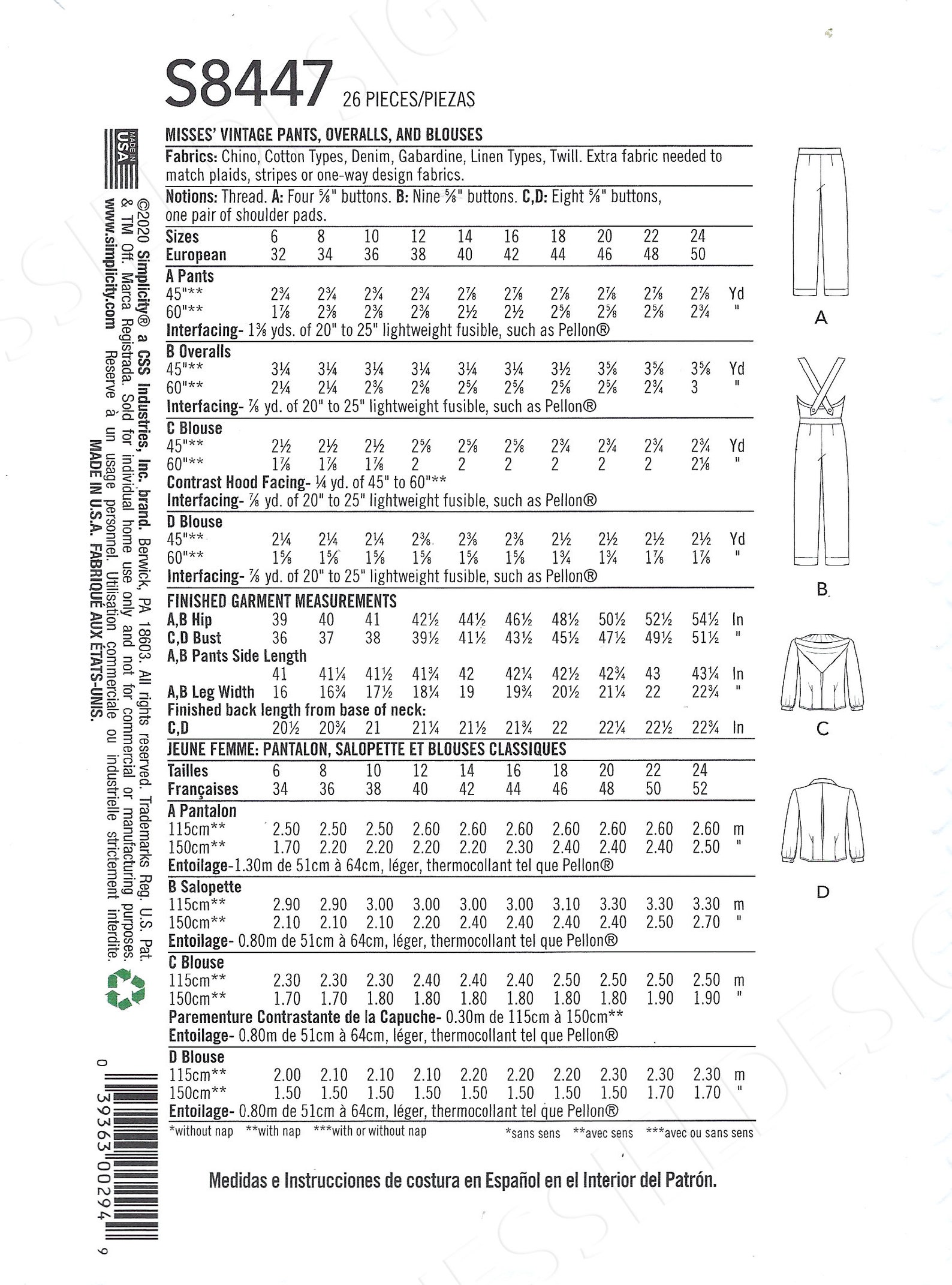 Uncut Simplicity Sewing Pattern 8447 Sewing Pattern - Etsy