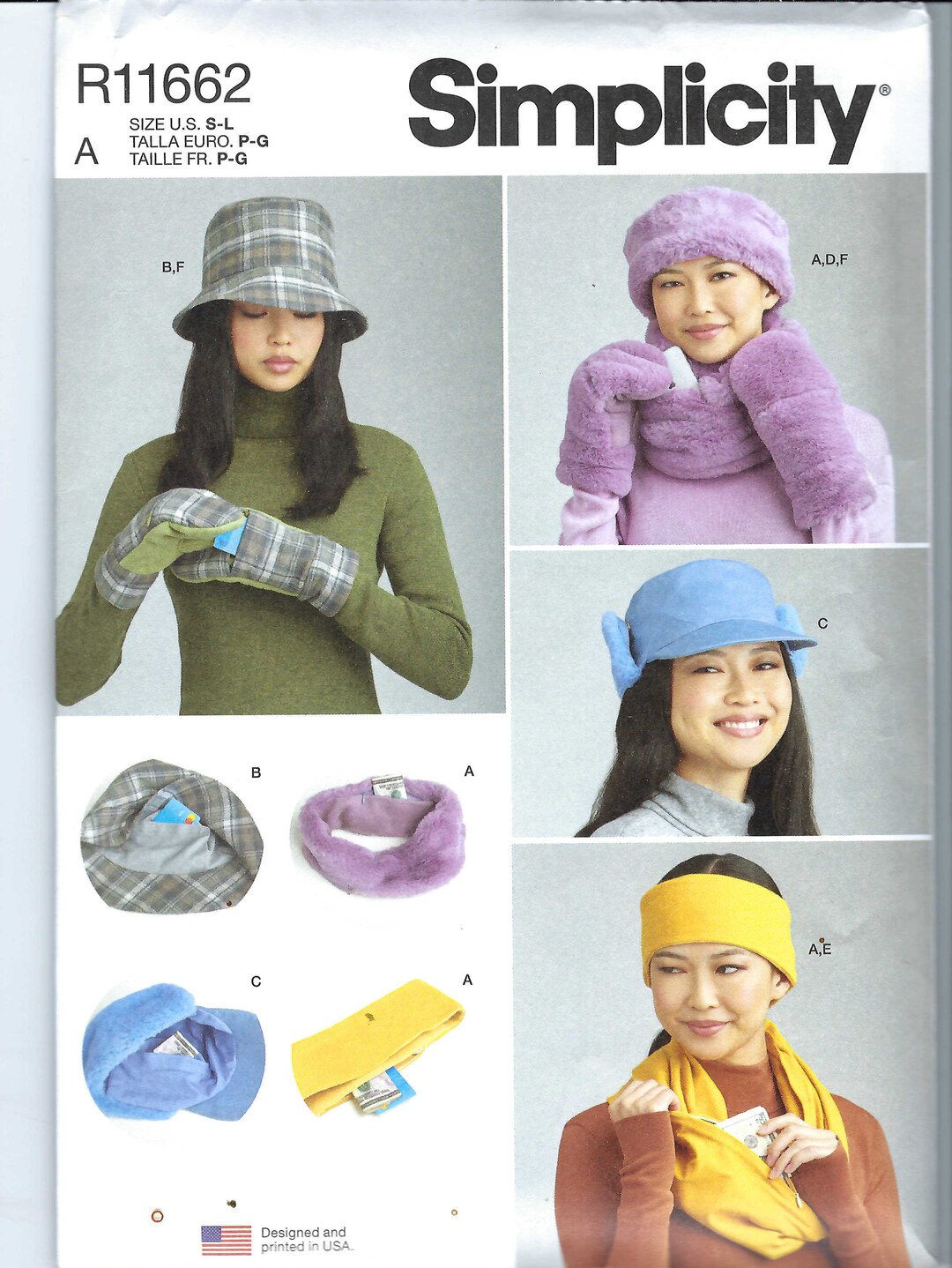 Uncut Simplicity Sewing Pattern 11869 11662 9658 Hats Headband Mittens ...